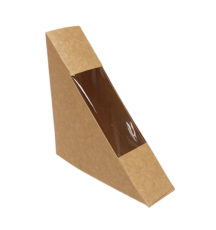 Envase de Cartón Kraft con Ventana Sándwich Simple 125x38x125mm (500 Uds) Envase de Cartón Kraft con Ventana Sándwich Simple 125x38x125mm (500 Uds)