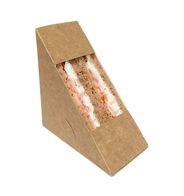 Envase de Cartón Kraft con Ventana Sándwich Doble 125x65x125mm (500 Uds) Envase de Cartón Kraft con Ventana Sándwich Doble 125x65x125mm (500 Uds)