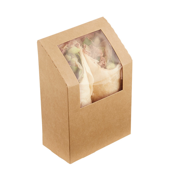 Envase de Cartón Kraft con Ventana para Wrap 90x50x130mm (500 Uds) Envase de Cartón Kraft con Ventana para Wrap 90x50x130mm (500 Uds)